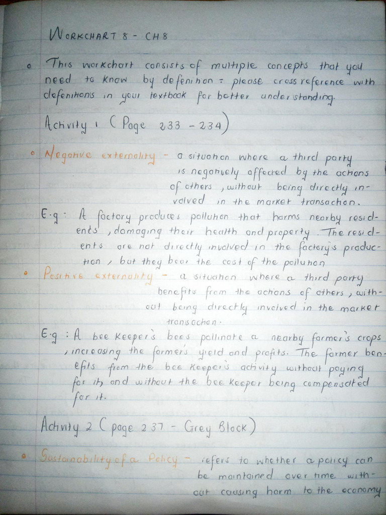 Economics Workchart 8 Notes | PDF