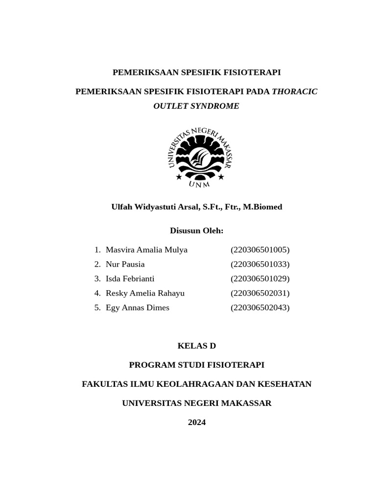 Pemeriksaan Fisioterapi TOS oleh Amalia | PDF