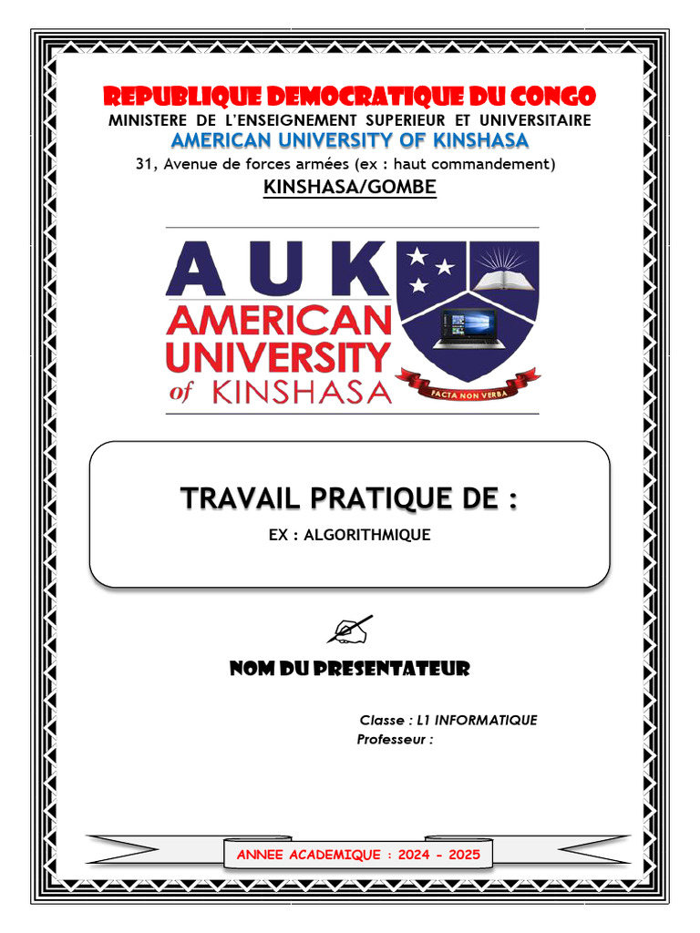 Page de garde - American University Kinshasa | PDF