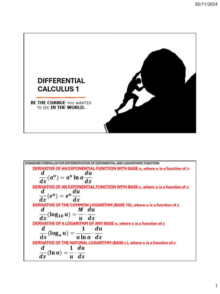 Handout 08 Differential Calculus | PDF | Exponentiation | Derivative
