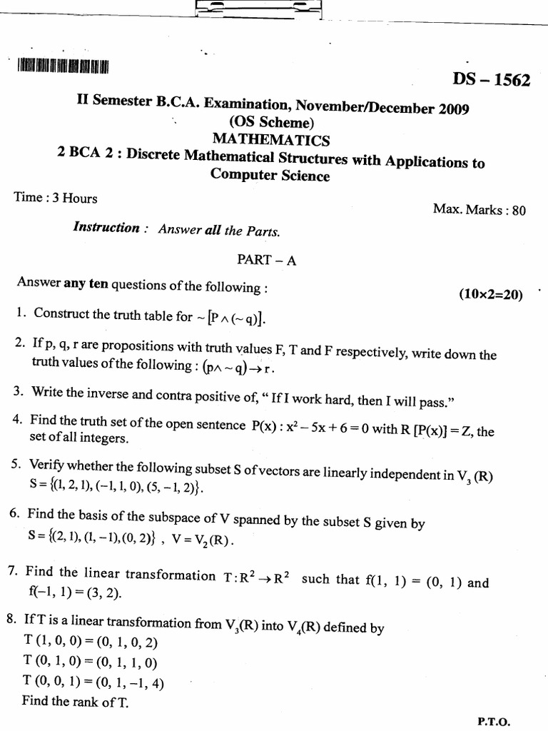 Bca 2 Sem Mathematics 2009 | PDF
