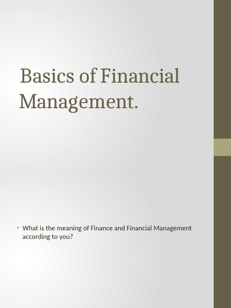 Basics of Financial Management | PDF | Profit (Economics) | Working Capital