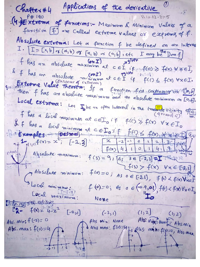 4.1 (Local and Global Extrema of Functions) | PDF