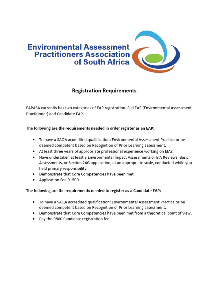 Eapasa Registration Requirements | PDF | Finance & Money Management