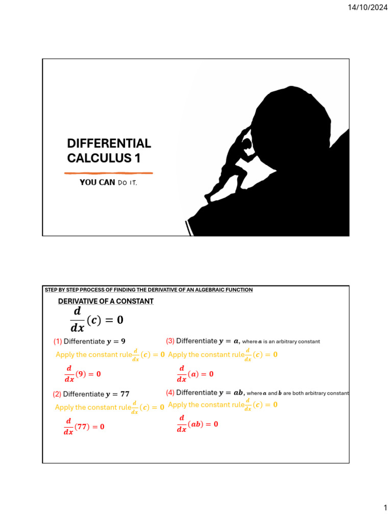 Handout 06 Differential Calculus | PDF | Derivative | Mathematical Objects