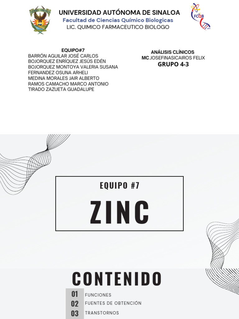 Zinc | PDF | Zinc | Alimentos