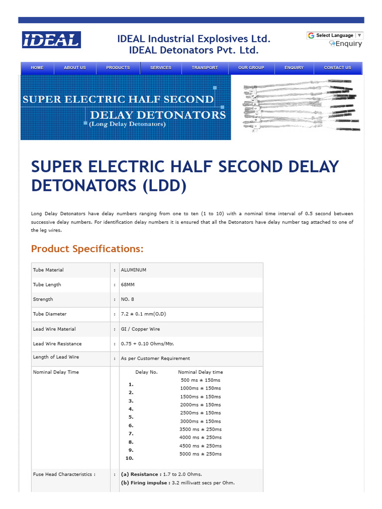 Super Electric Half Second Delay Detonators - IDEAL Detonators PVT LTD ...