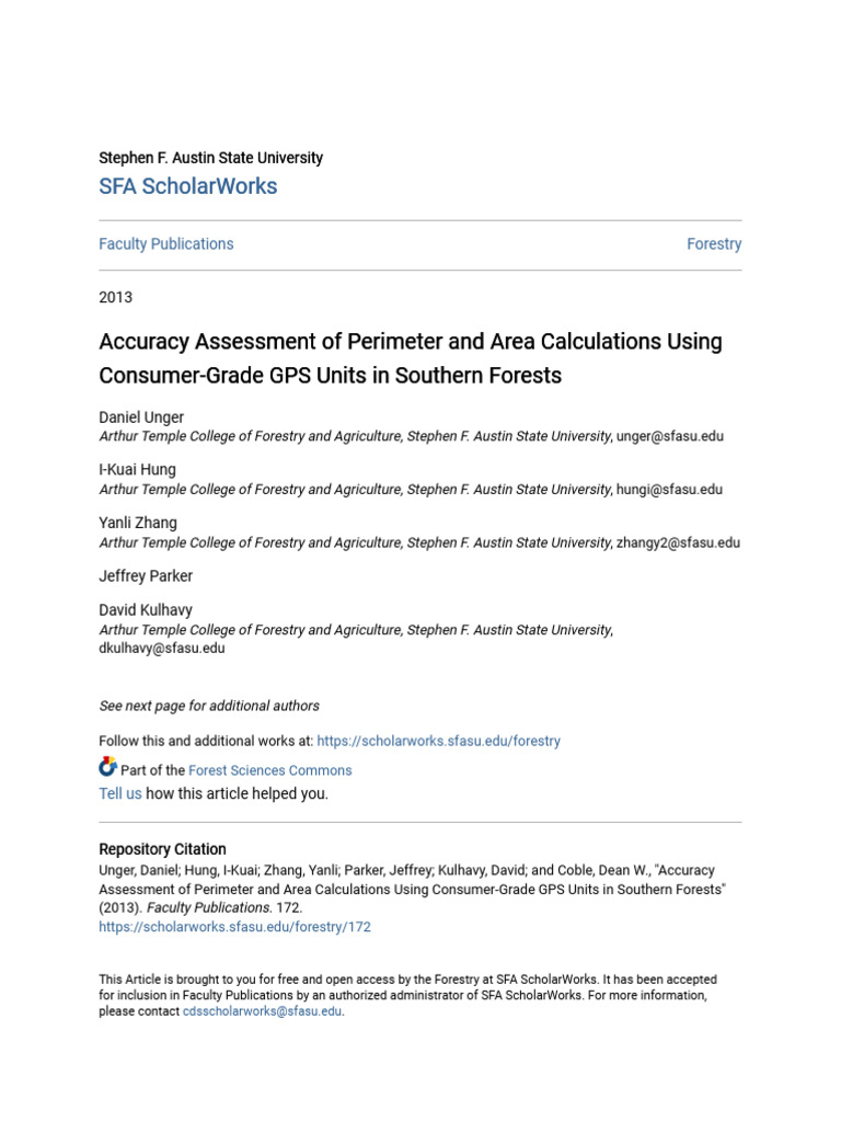 Accuracy Assessment of Perimeter and Area Calculations Using Cons | PDF ...