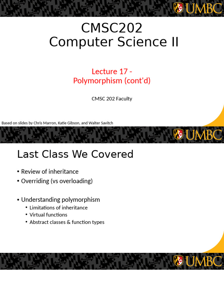 CMSC 202 - Lec17 - Polymorphism (Cont) | PDF | Inheritance (Object ...