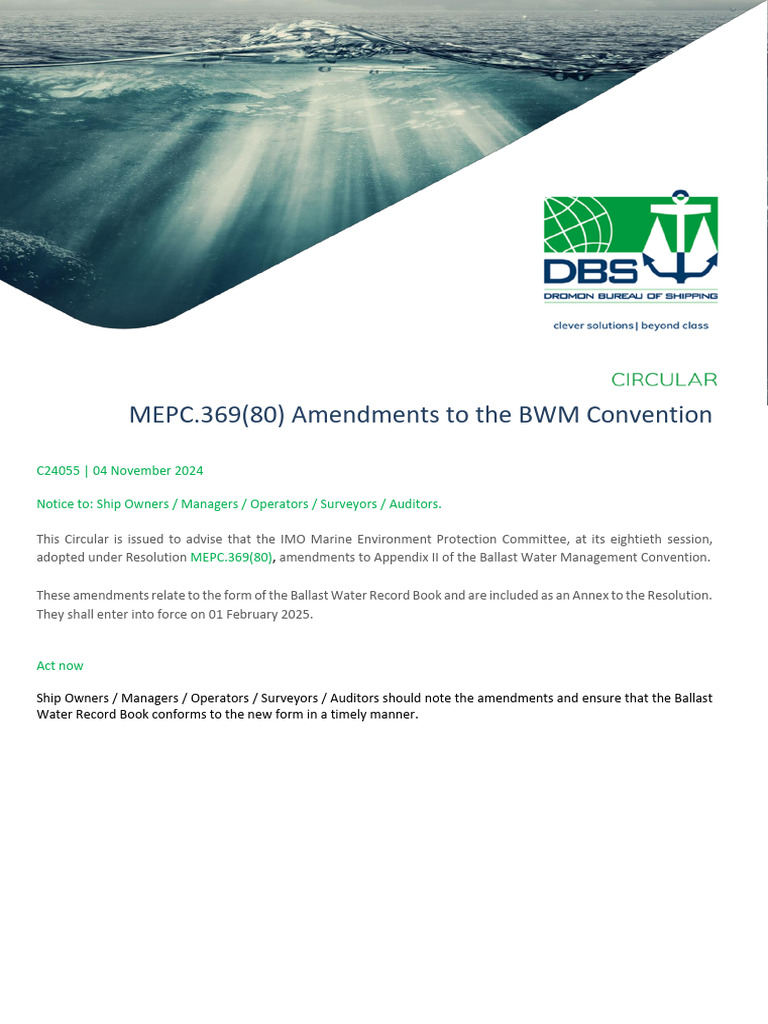 BWM Convention Amendments 2024 | PDF | Technology & Engineering