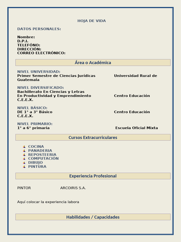 Hoja de Vida de Morataya 2025 | PDF