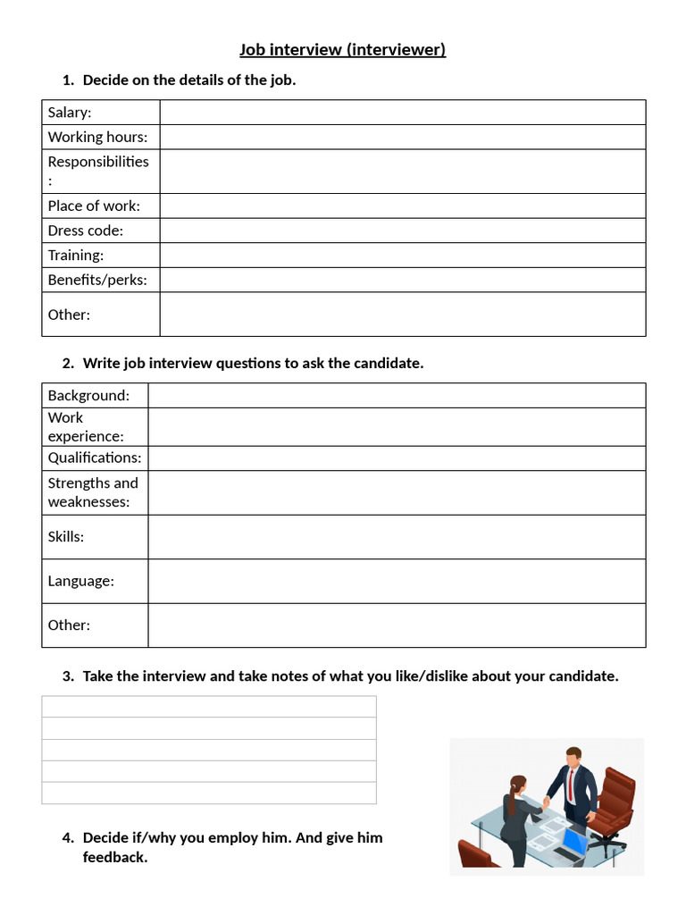 Job Interview Task - Interviewer | PDF | Career & Growth