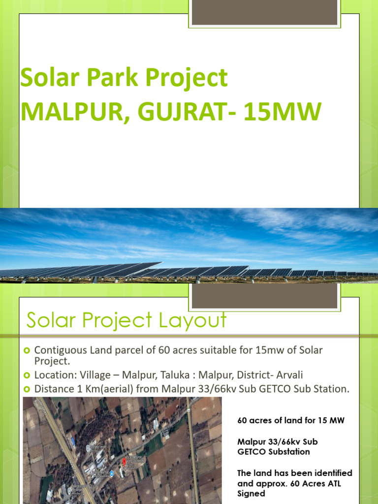 Solar Park Project Gujrat Malpur | PDF