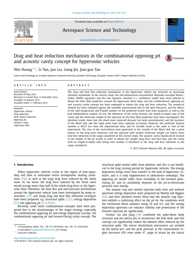 Drag and Heat Reduction Mechanism in The Combinational o - 2015 ...