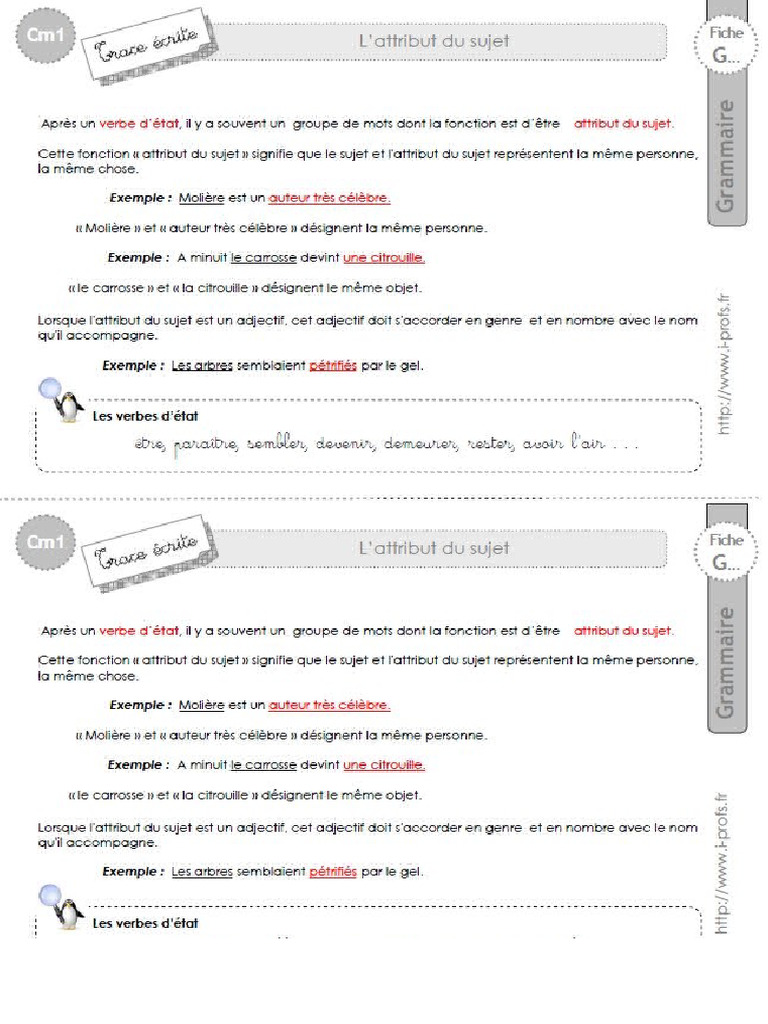 Regle Attribut Du Sujet | PDF