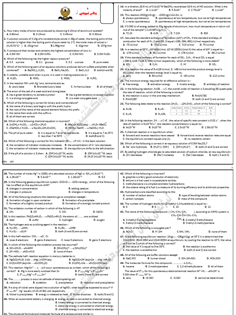 Chem EE | PDF | Acid | Hydroxide