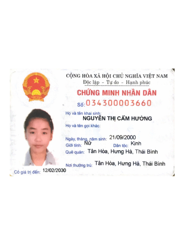 Citizen Identification Card (Vietnamese) | PDF