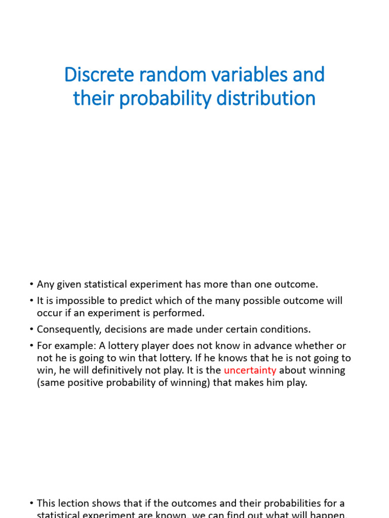 Discrete Random Variables and Their Probability Distribution | PDF ...