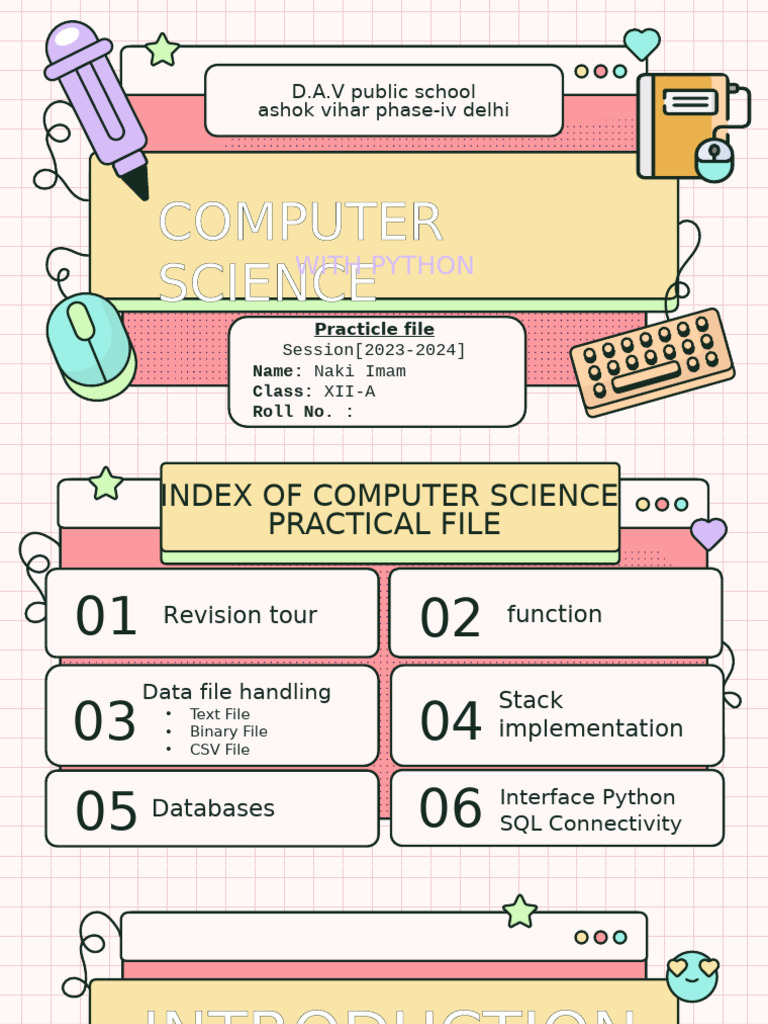 Computer Science Practical File XII-A | PDF | Databases | Computer File