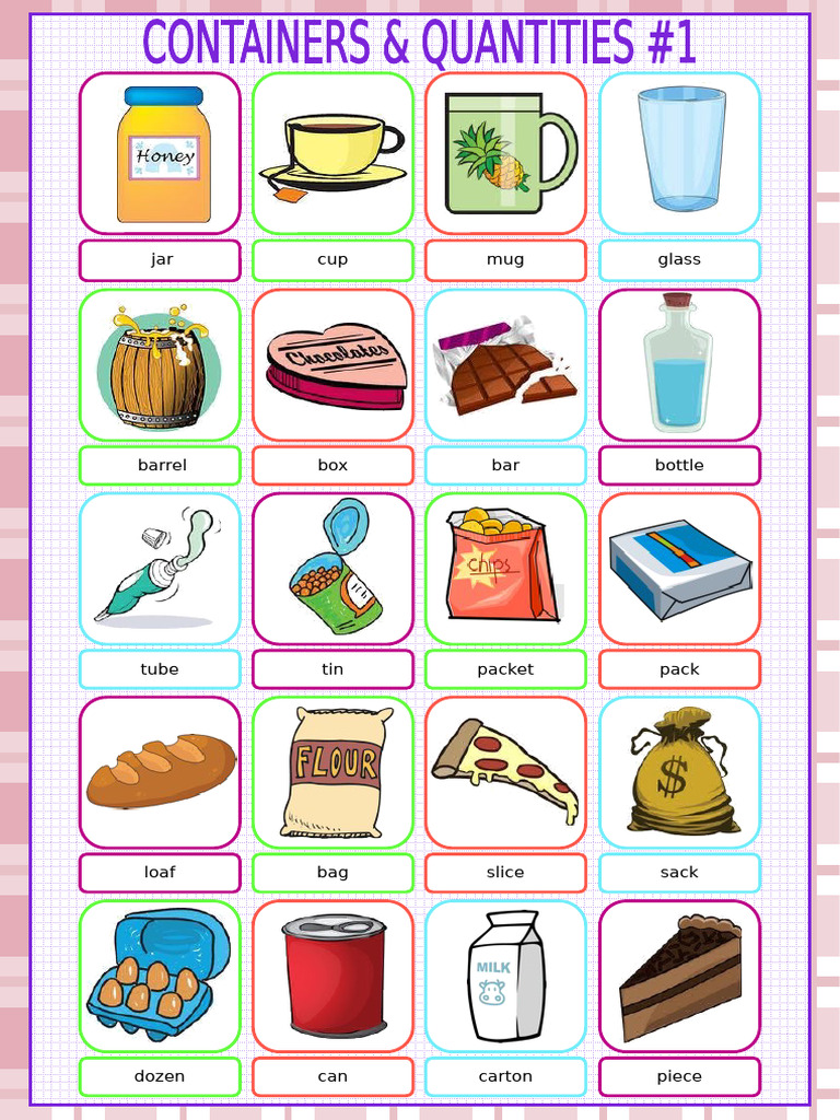 Containers Quantities Picture Dictionary1 Picture Dictionaries - 52364 ...