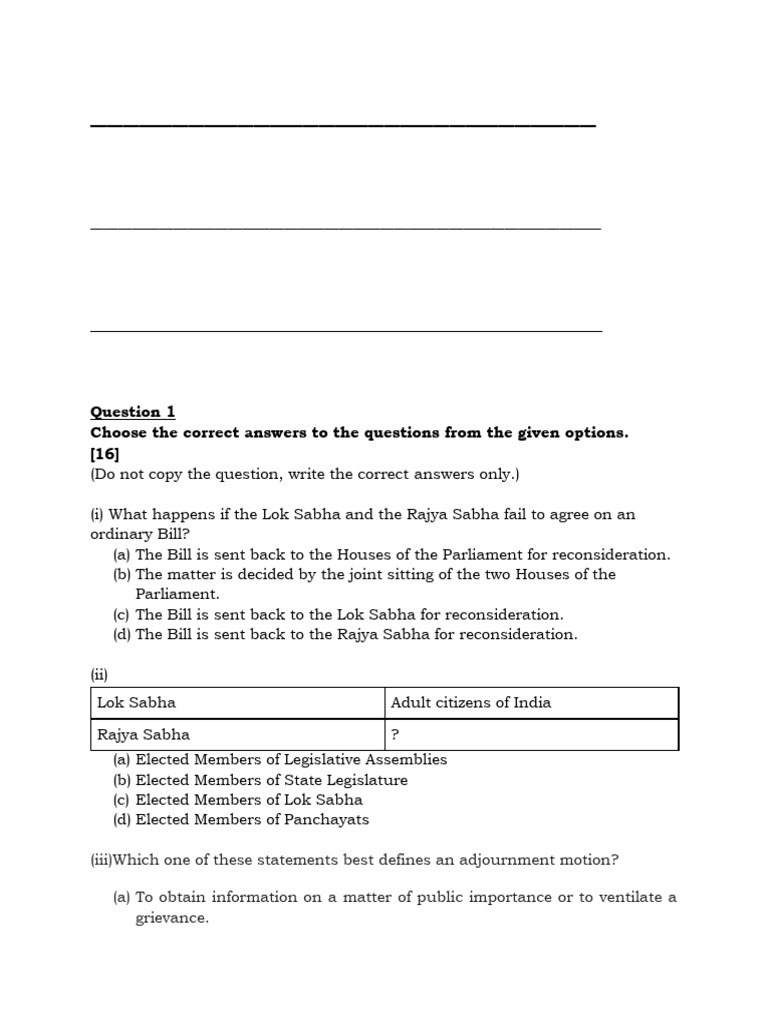 History Civics First Preliminary Paper 2023-24 | PDF | Supreme Court Of ...