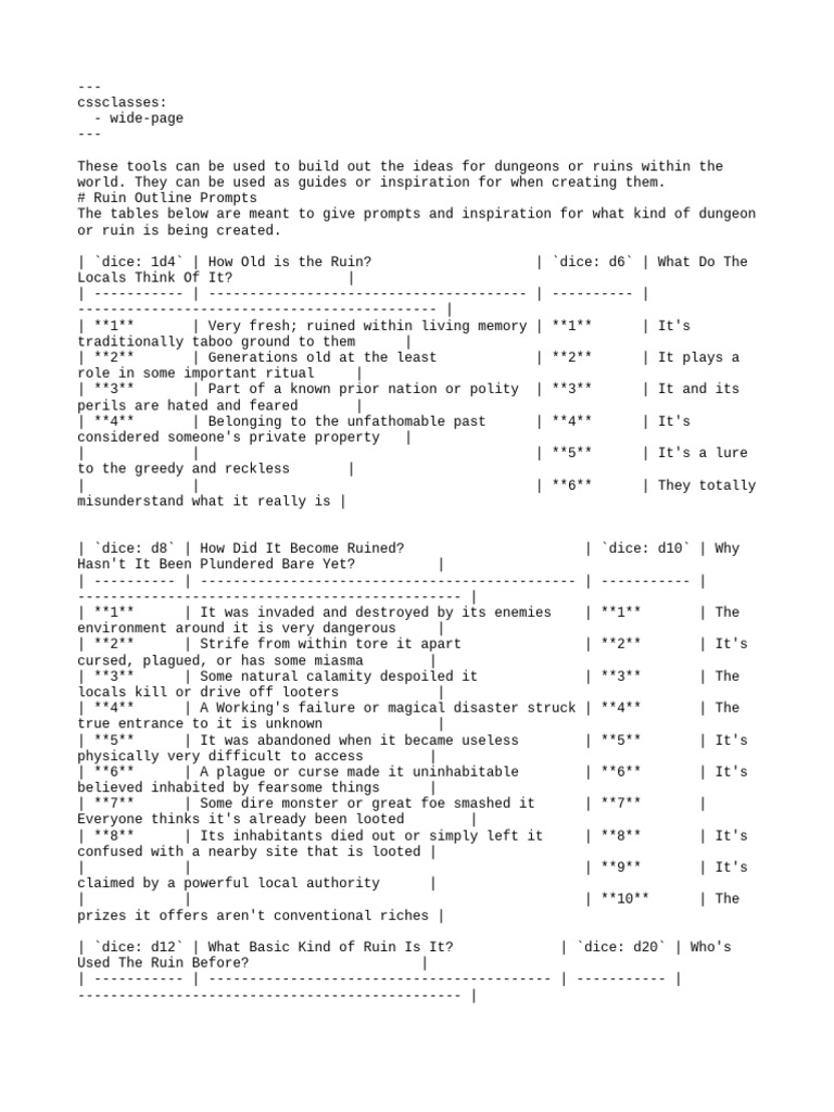 Ruins and Dungeon Generator | PDF | Infection