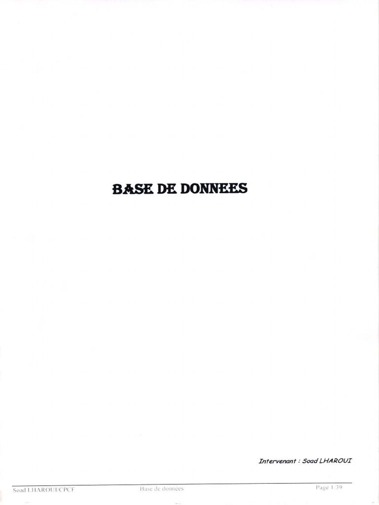 SUPPORT COURS) Base de Donnees | PDF