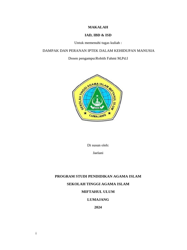 Jaelani Makalah-Dampak-Iptek-Dalam-Kehidupan-Manusia - IAD, IBD&ISD | PDF | Ilmu Sosial | Seni