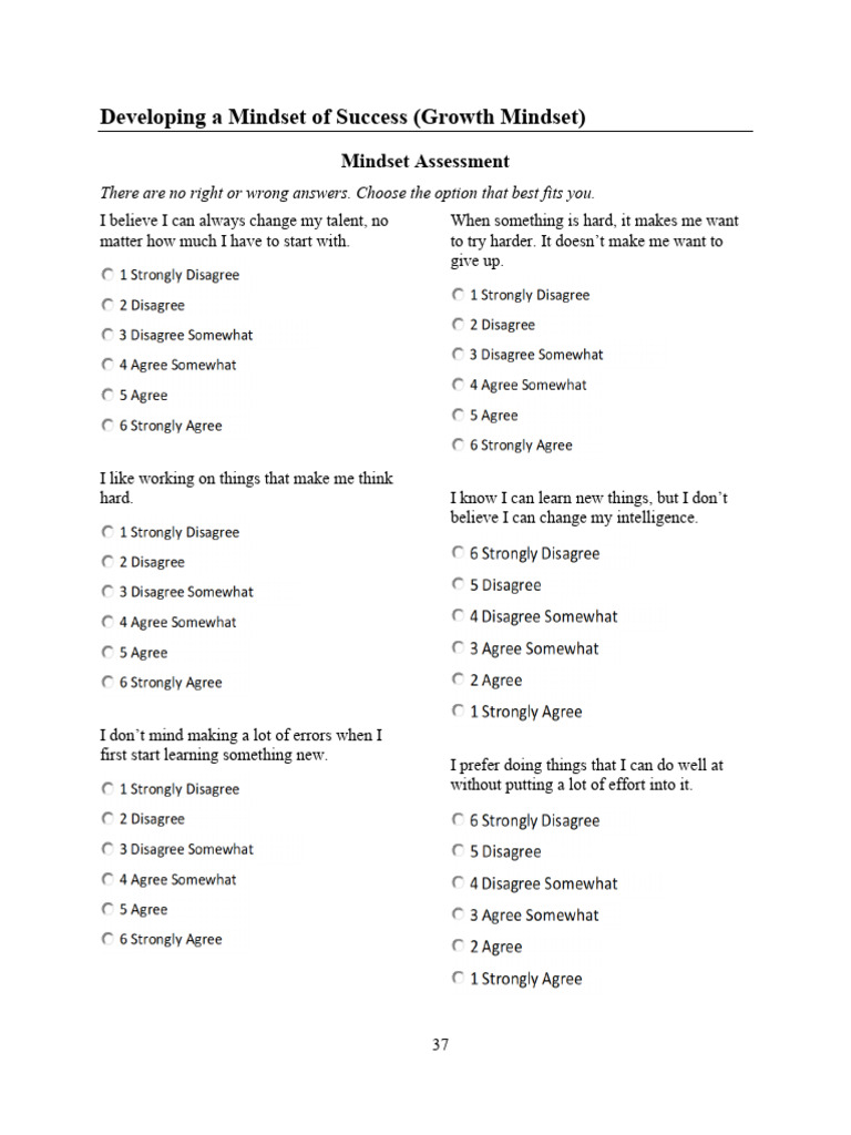 Developing A Mindset of Success (Growth Mindset) | PDF | Mindset ...