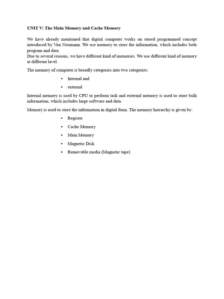 cao-unit-5 | PDF | Random Access Memory | Computer Data Storage