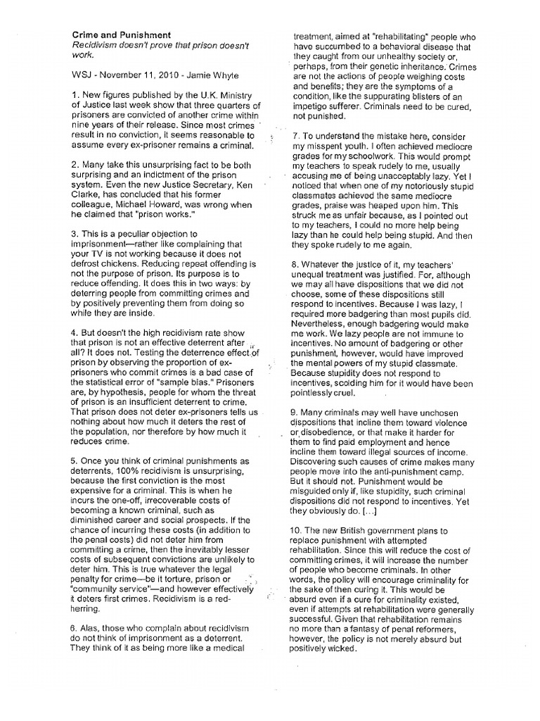 Crime and Punishment - Recidivism | PDF