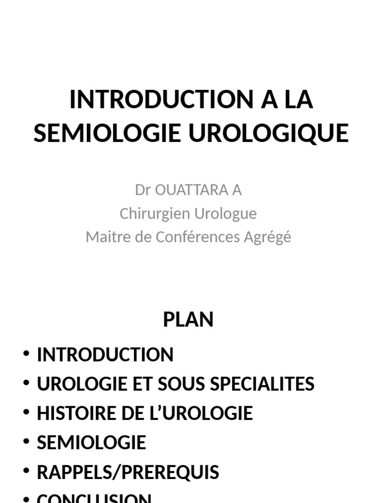 1 Introduction Semio Uro | PDF | Maladies et troubles | Spécialités médicales