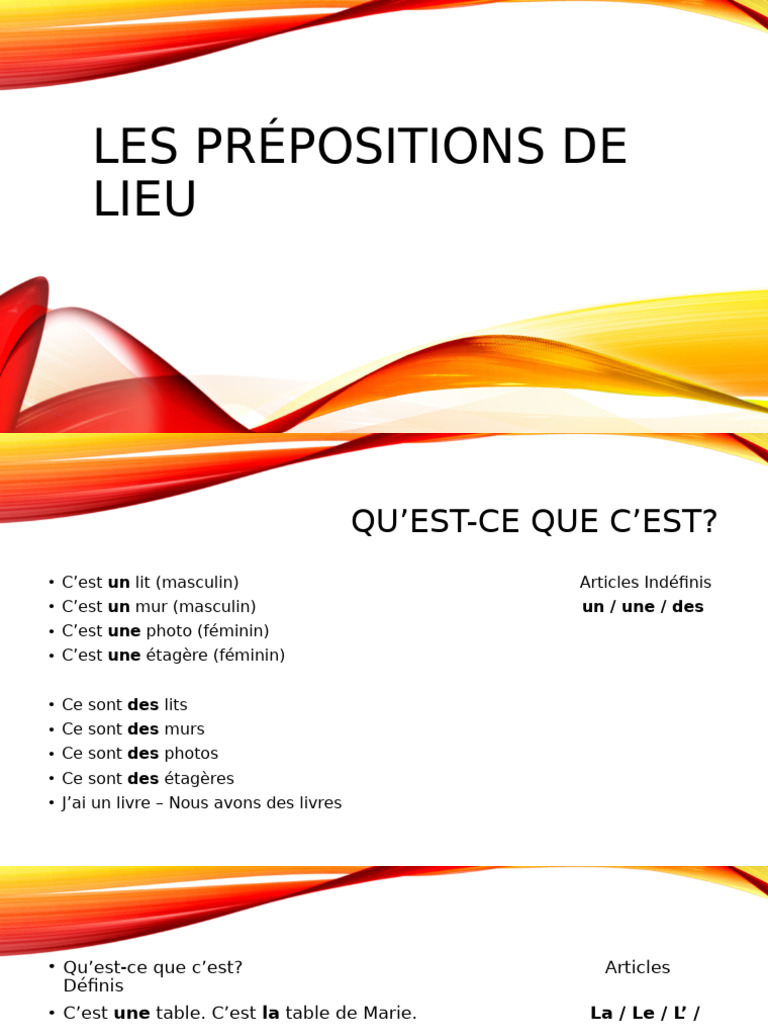 Les Prépositions de Lieu | PDF