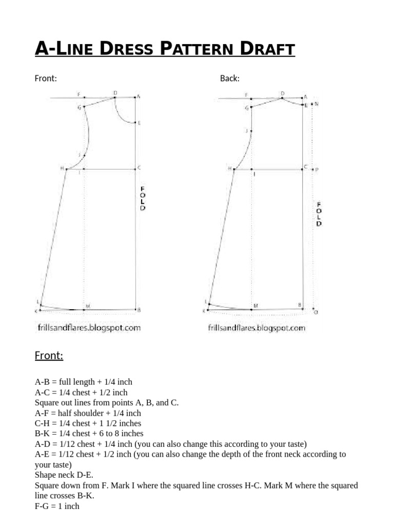 A-Line Dress Pattern Draft Guide | PDF