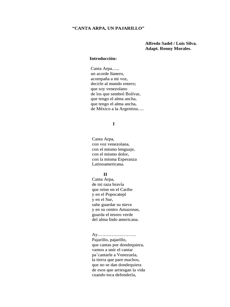 Canta Arpa, Un Pajarillo | PDF | Poesía | Clásicos