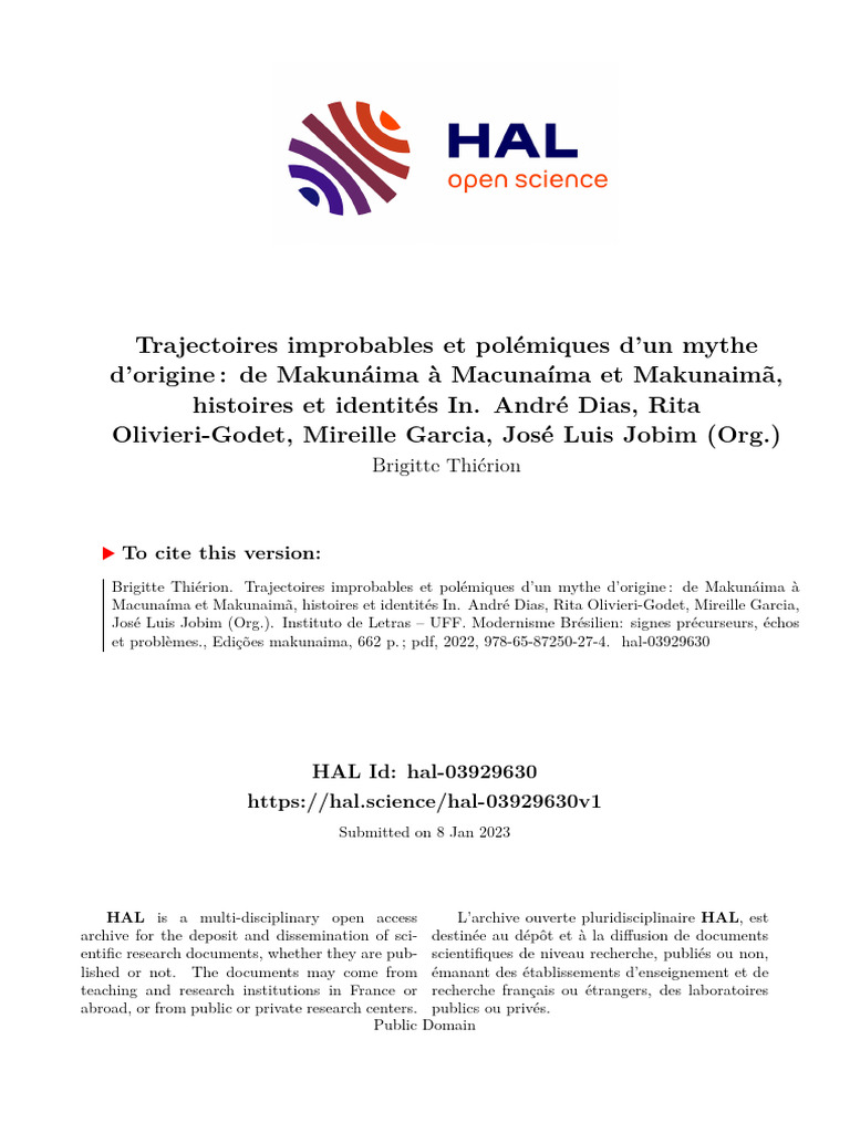 Mythes d'origine : Makunáima et identités | PDF | Brésil