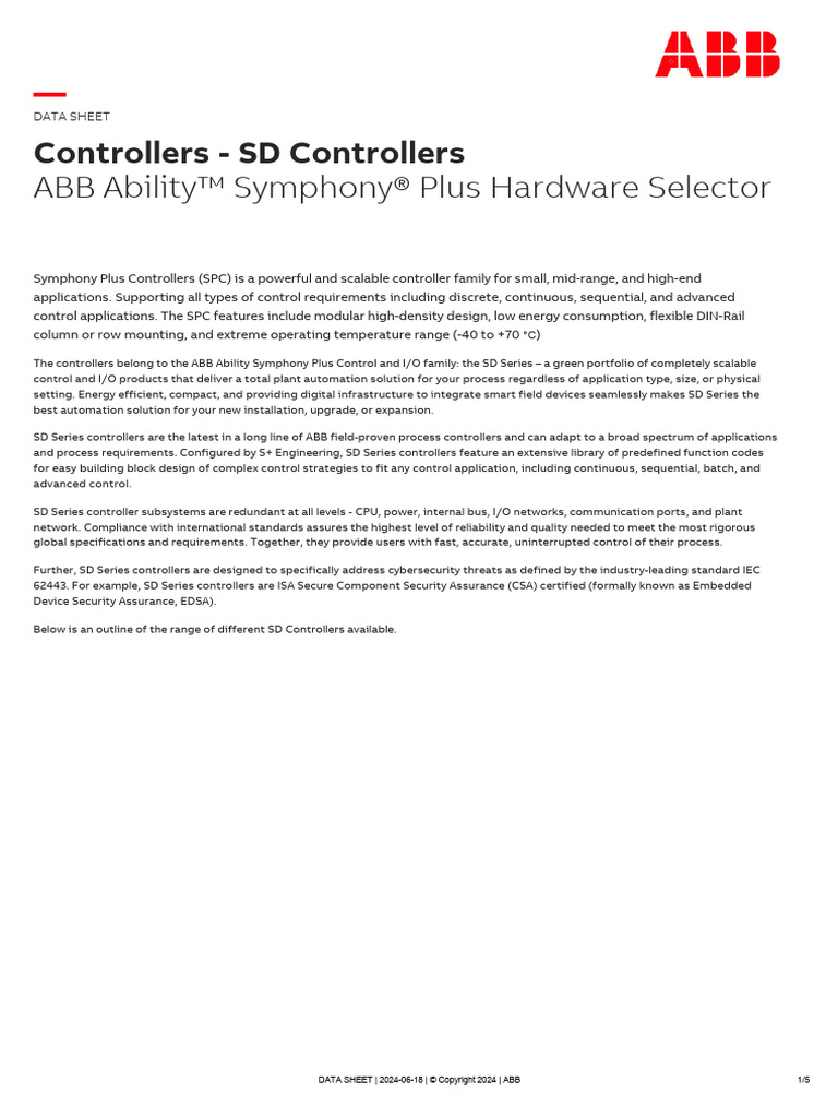 Symphony Plus Outline - Controllers - SD Controllers | PDF | Random ...