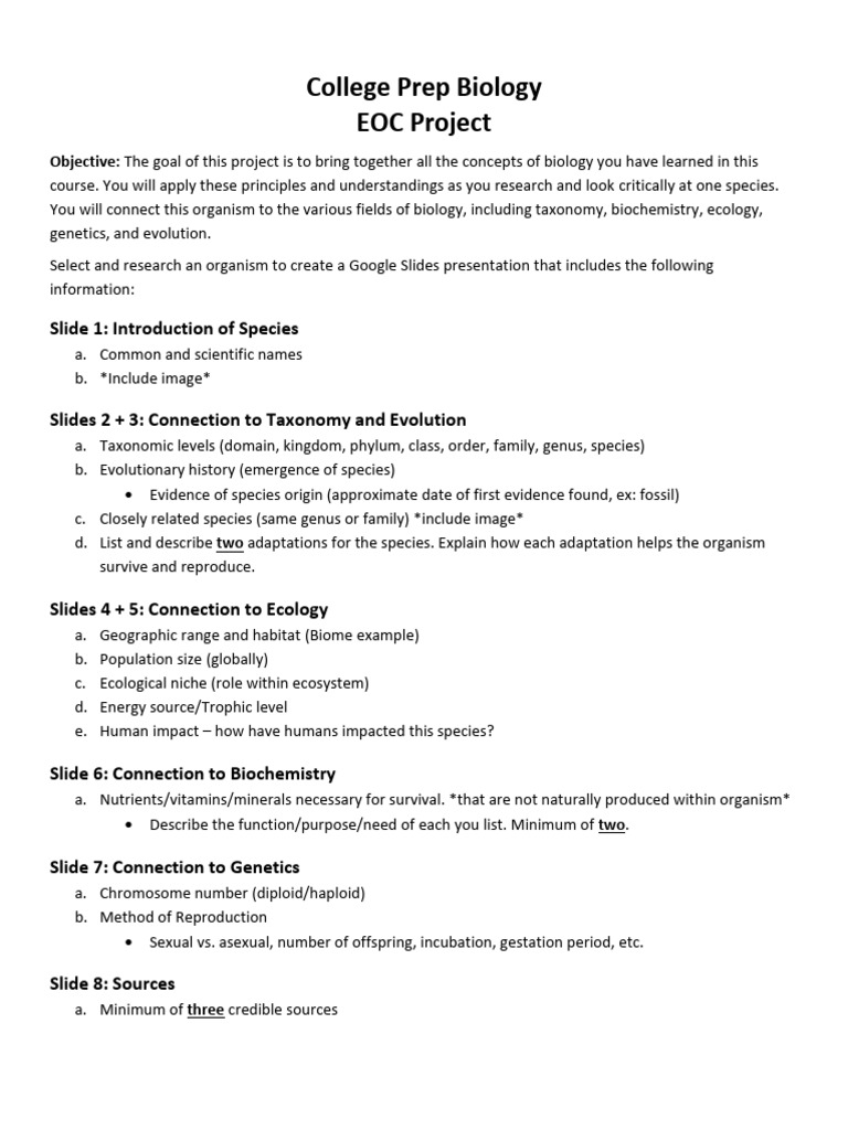 CP_Biology_EOC_Project | PDF | Species | Evolution
