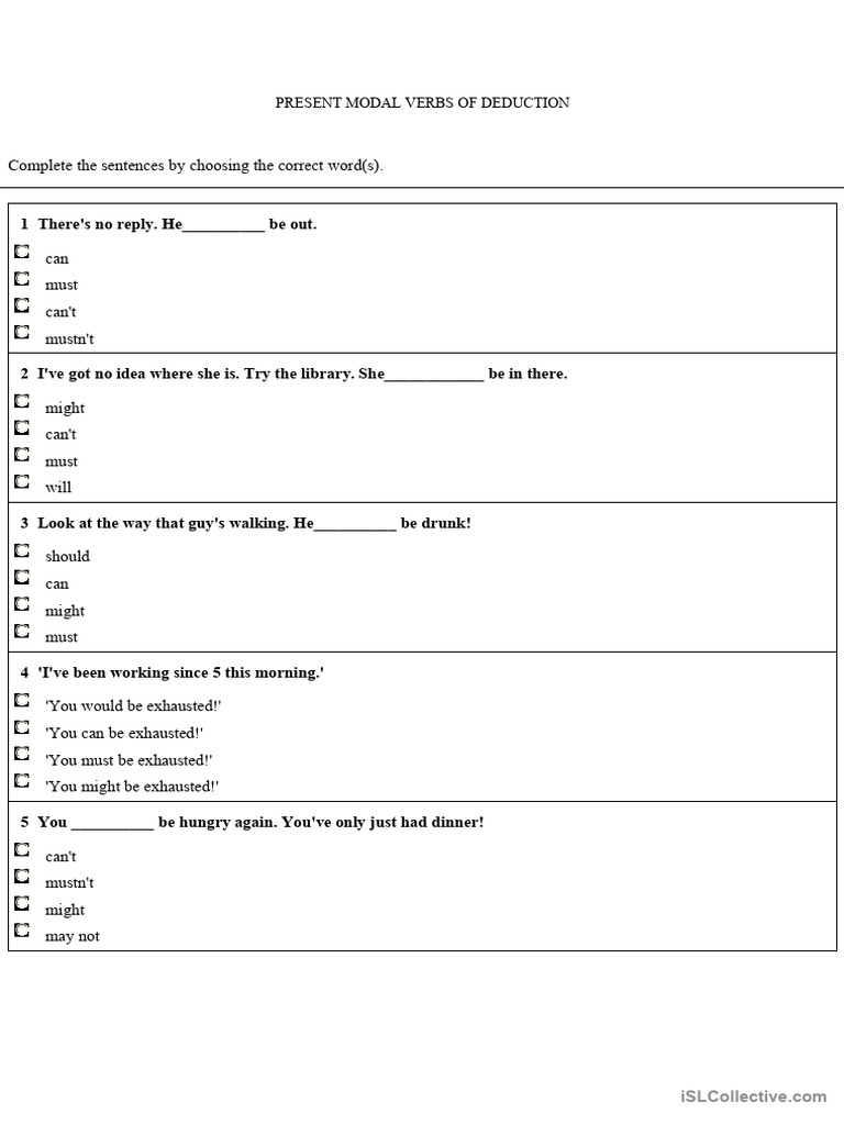 Modal Verbs for ESL Learners | PDF