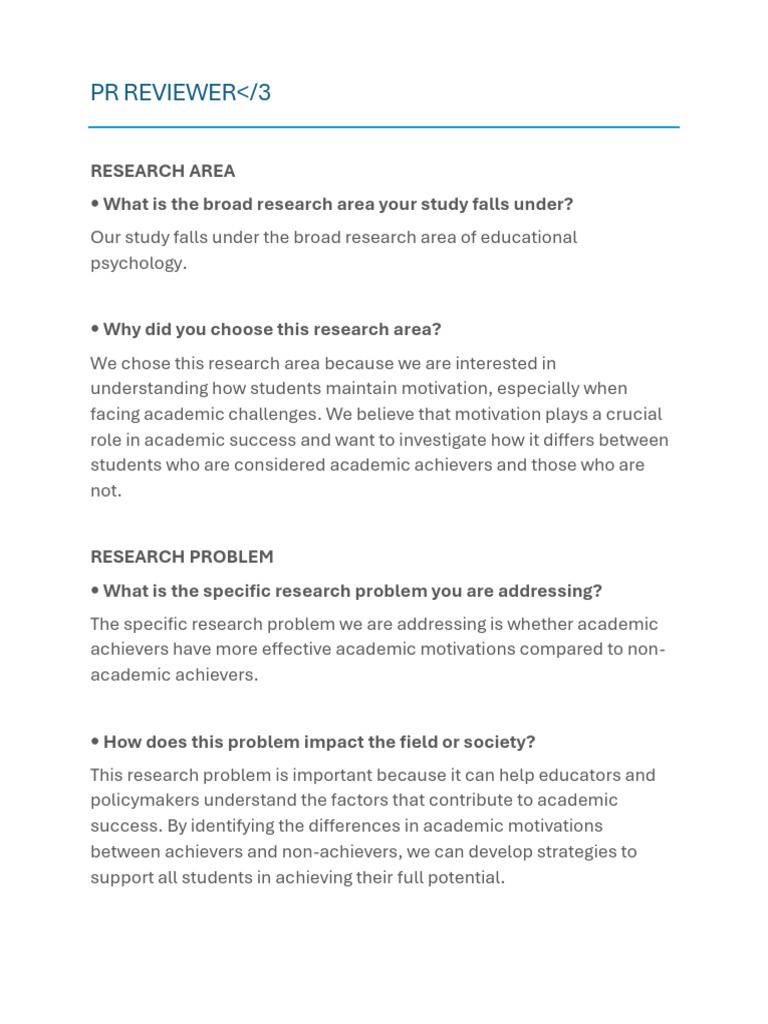 PR Reviewer | PDF | Survey Methodology | Motivation