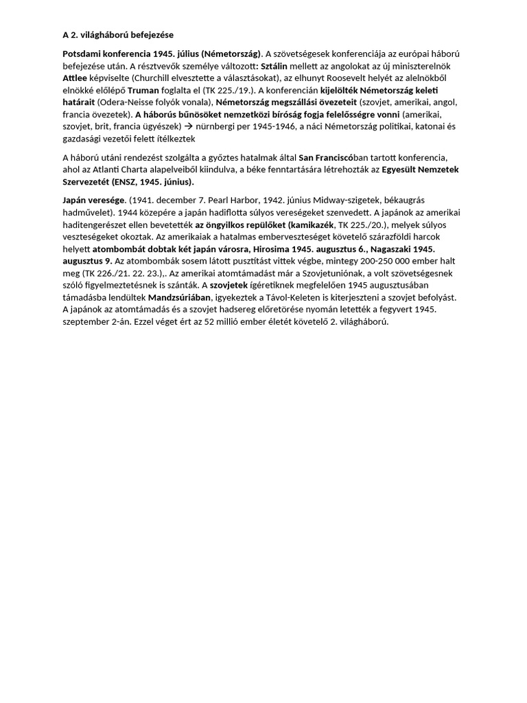 A 2. Világháború Befejezése | PDF