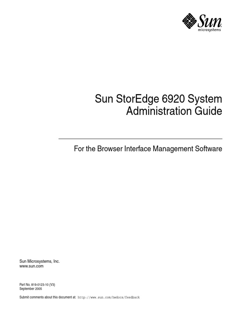 Sun Storedge 6920 System Administration Guide: For The Browser ...
