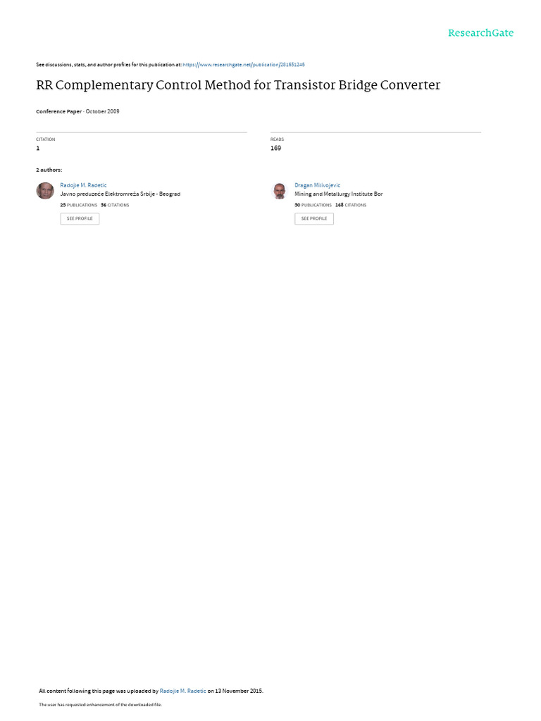 RR Complementary Control Method For Transistor Bridge Converter | PDF ...