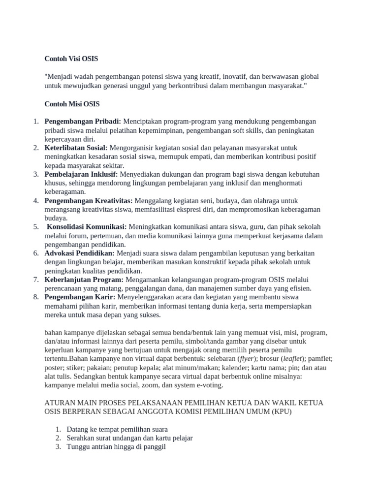 Contoh Visi OSIS | PDF