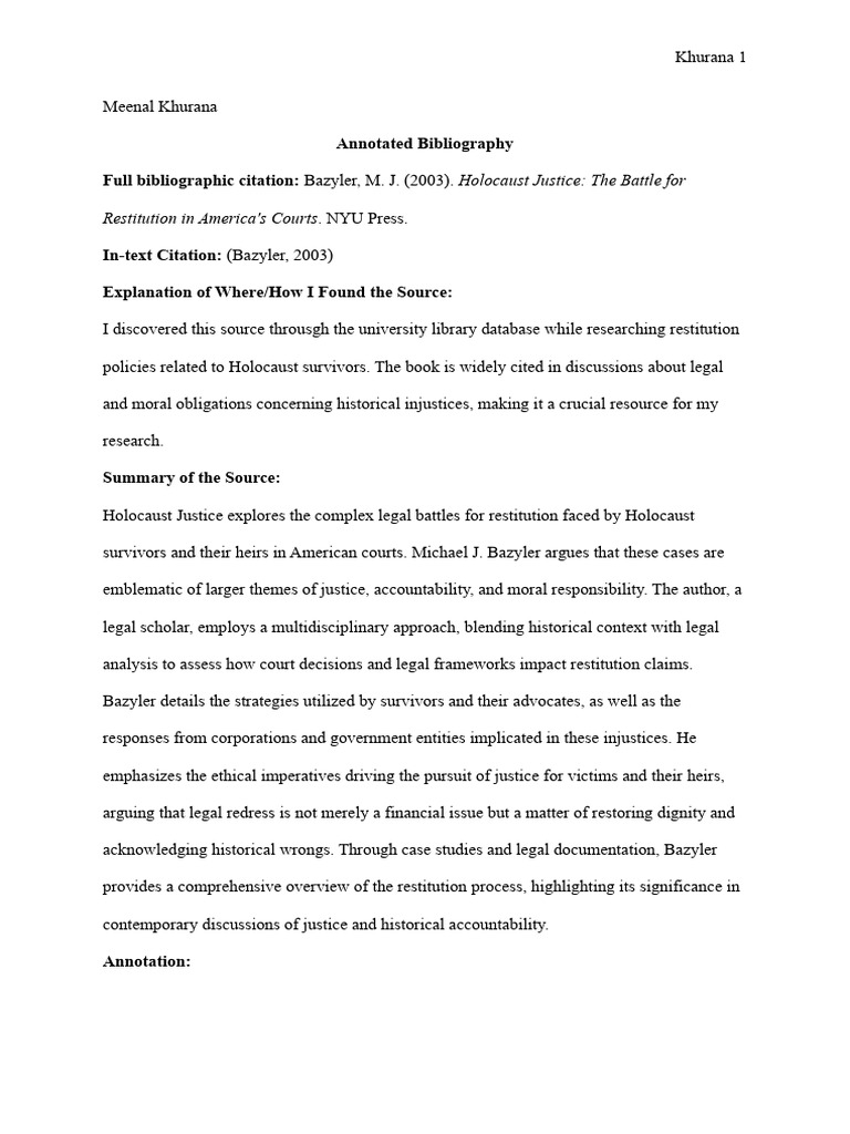 Annotated-Annotated Bibliography | PDF | Justice | Crime & Violence