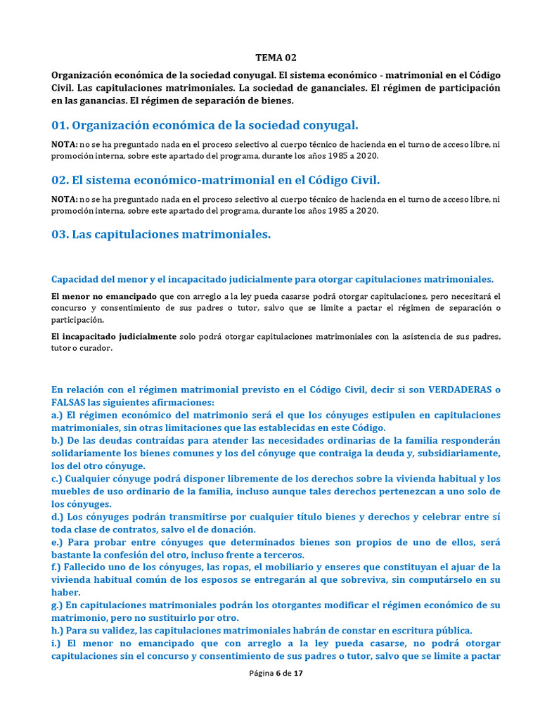 (30-09-2024) TEMA 02 DC Preguntas de Examen 2 | PDF | Propiedad de la comunidad | Matrimonio