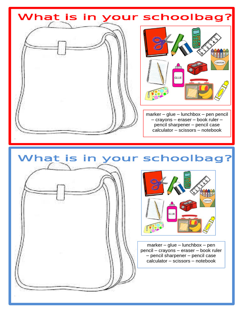 Pairwork What Is in Your Schoolbag Fun Activities Games Icebreakers ...