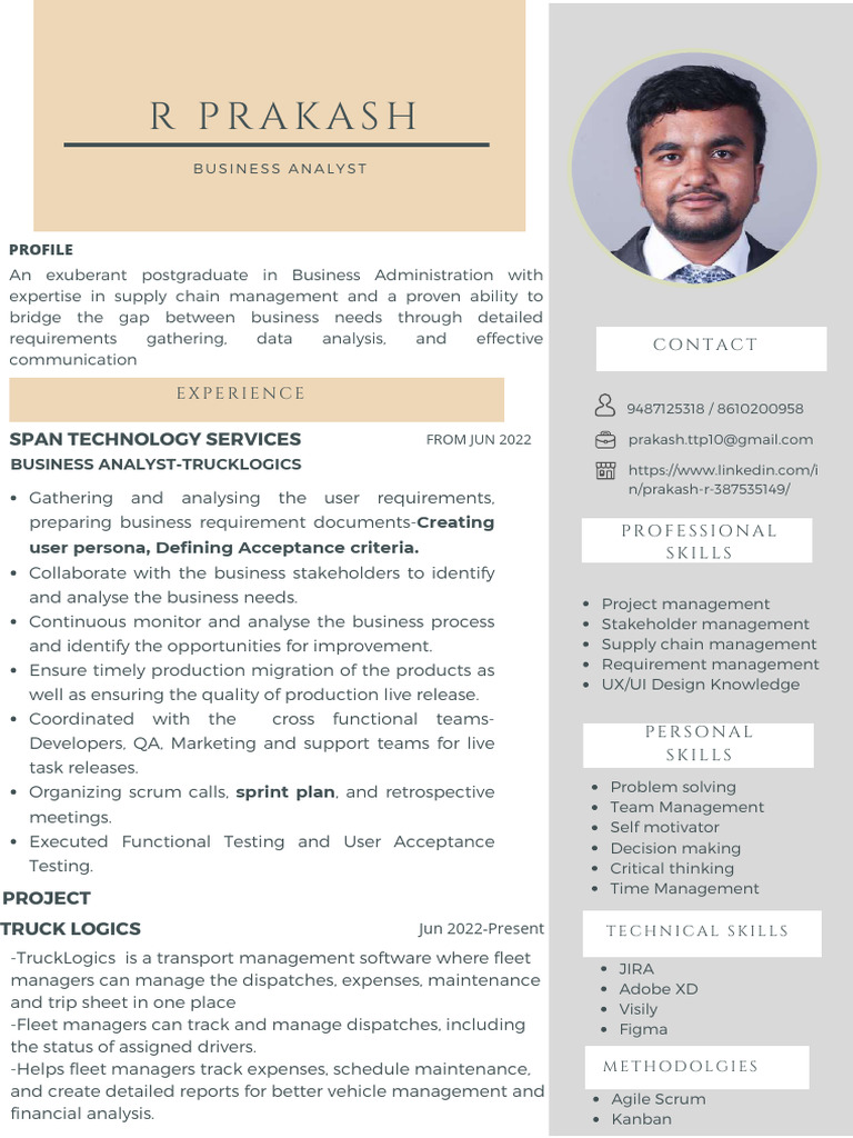 Prakash Resume | PDF | Logistics | Scrum (Software Development)