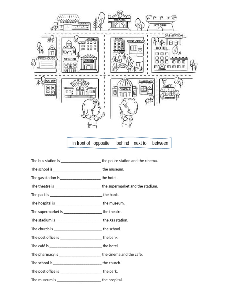 Prepositions of Place Grammar Drills Tests - 93103 | PDF