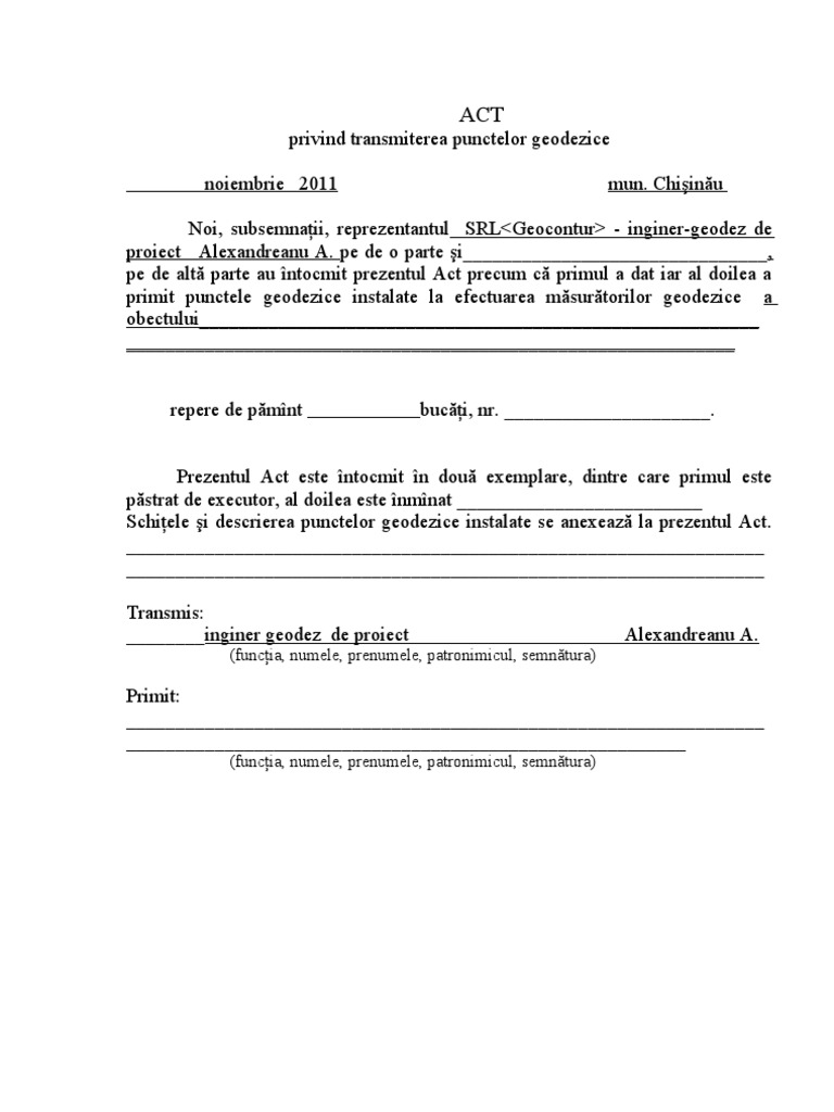 Act de Primire Predare Geocontur | PDF
